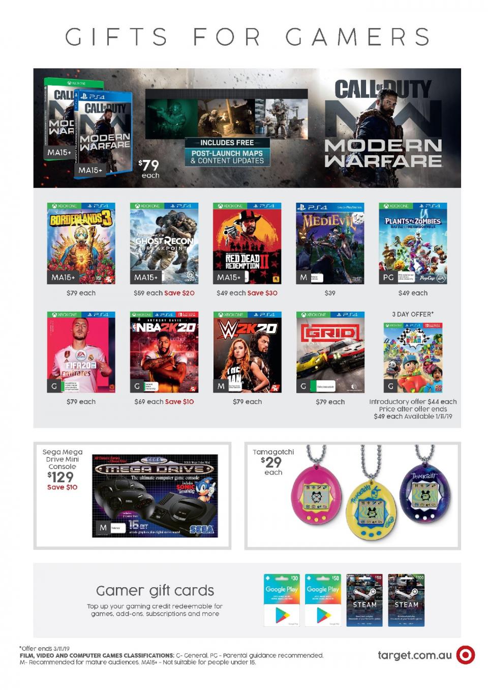 Target Christmas Gaming Gifts 31 Oct - 20 Nov 2019 | Catalogue AU