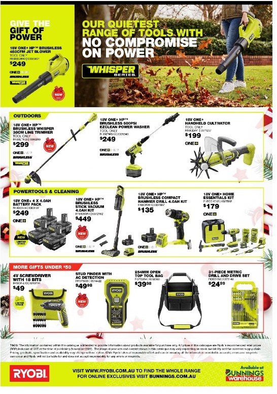 Bunnings Catalogue Ryobi 22 - 26 Dec 2022 | Catalogue AU