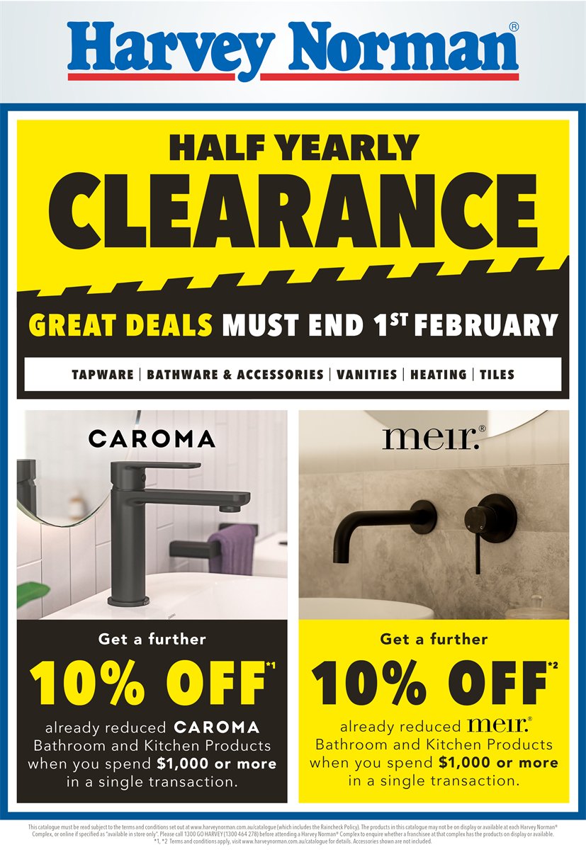 Harvey Norman Catalogue Bathroom Clearance December 25, 2025 - February ...