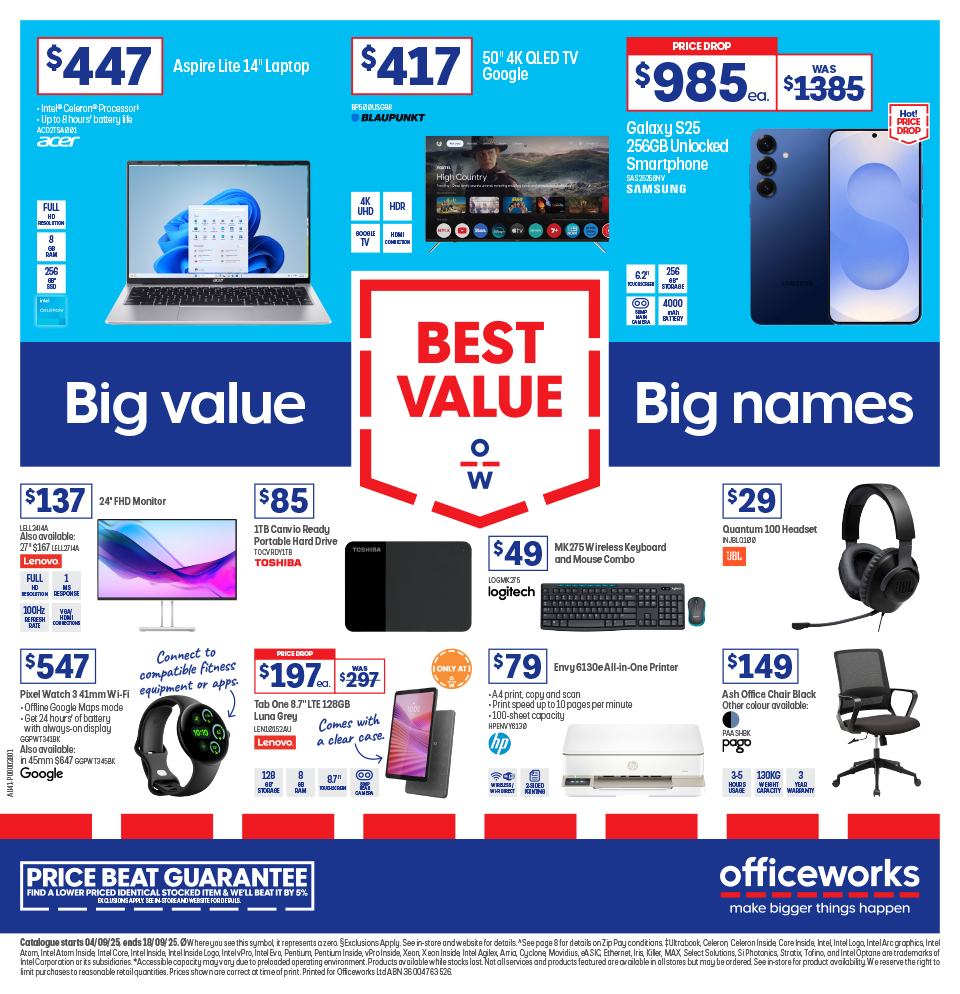 Officeworks Catalogue September 3 - 18, 2025 Big Value Big Names ...