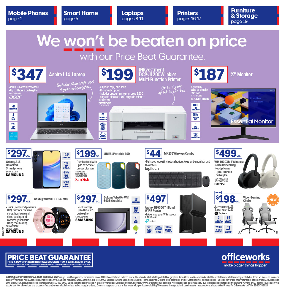 Officeworks Catalogue September 4 - 19, 2024 We Won't be Beaten on ...
